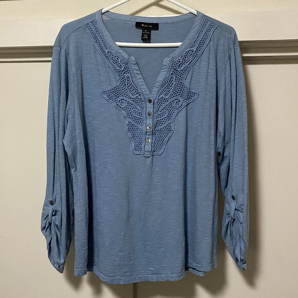 Style & Co. | Tops | Style Co Button Up Long Sleeve Denim Color Tunic ...